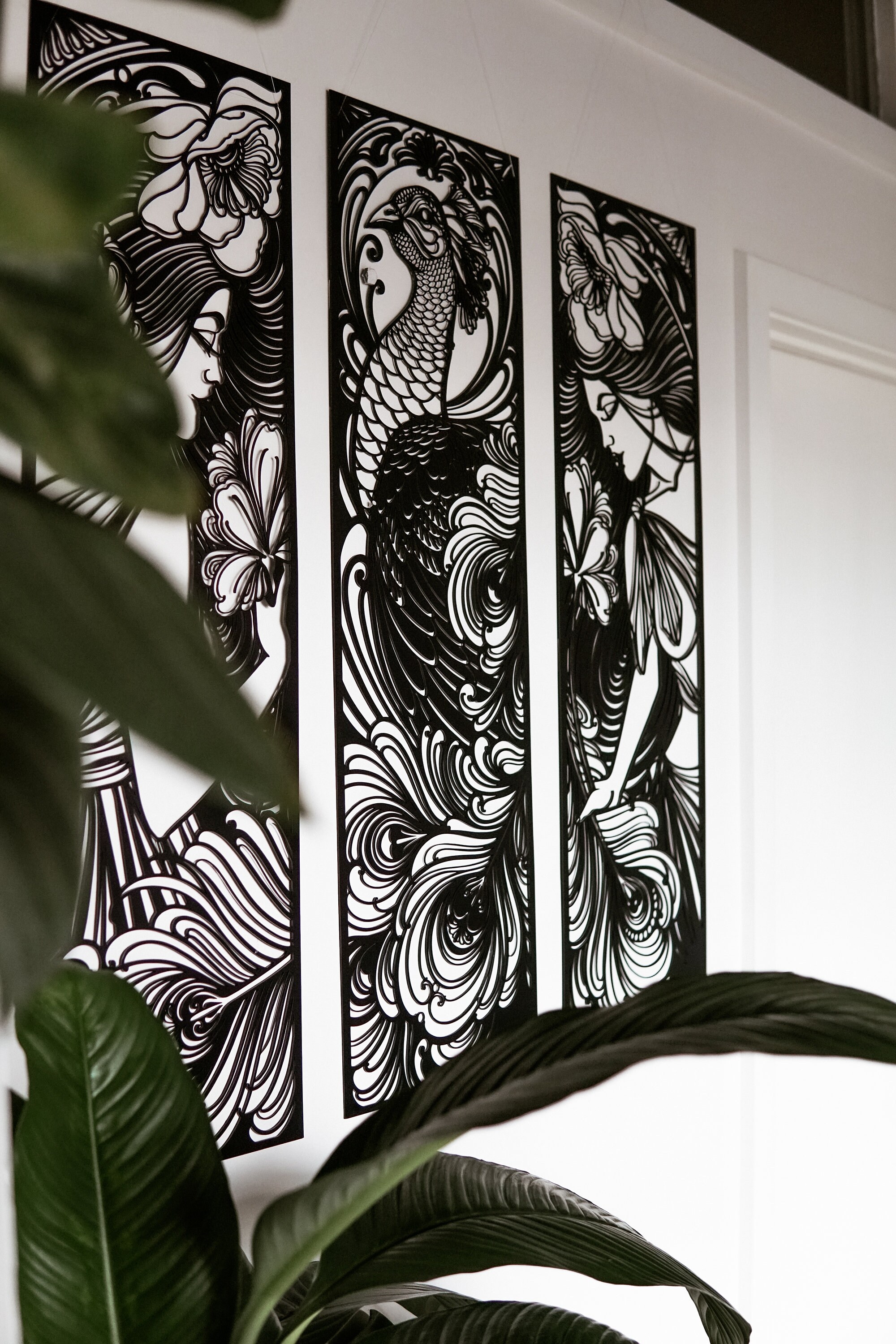 Nouveau Triptych Metal Panels Wall Art - Etsy Australia