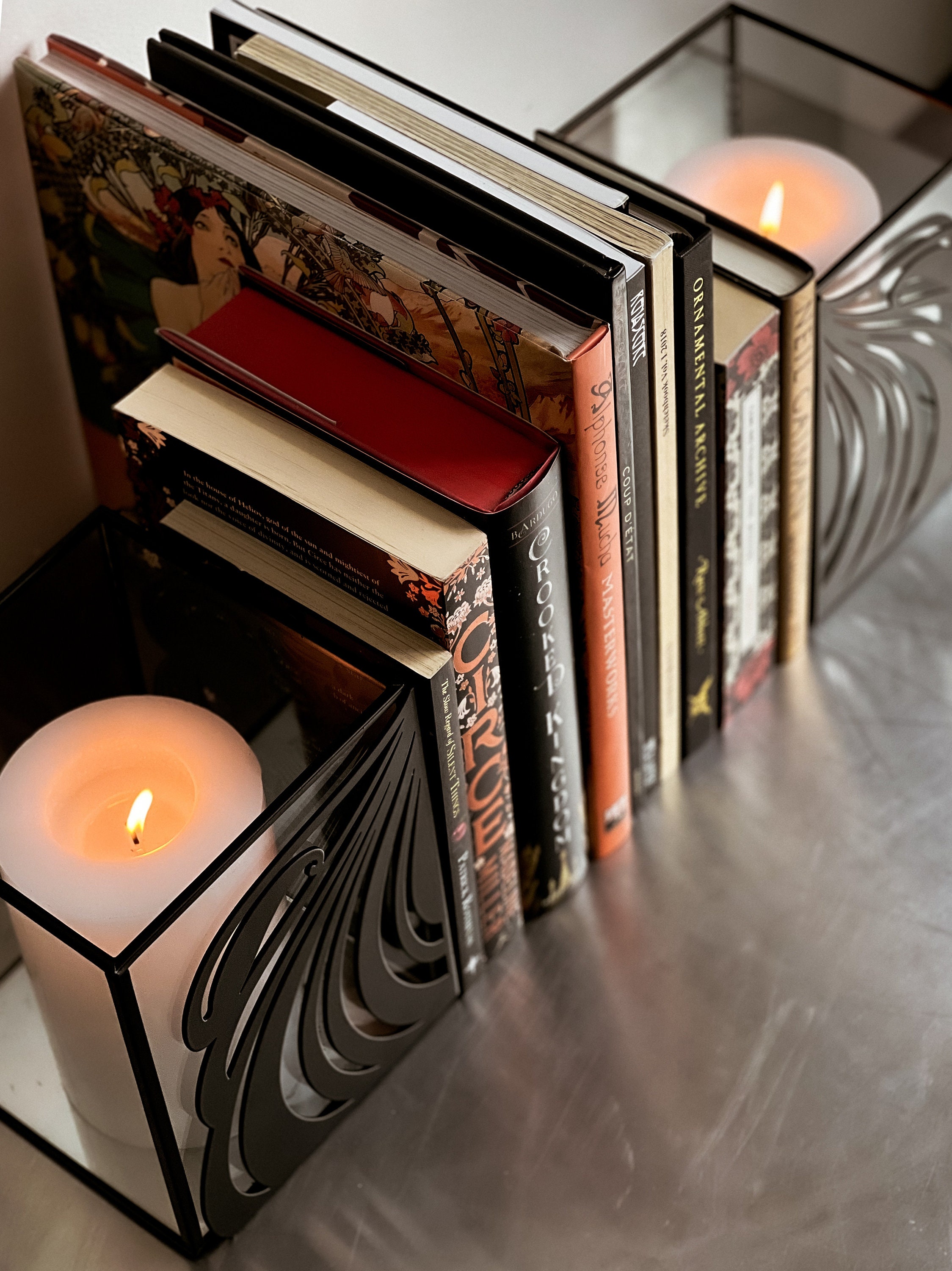 Steel Art Nouveau Bookends Double Sided - Etsy