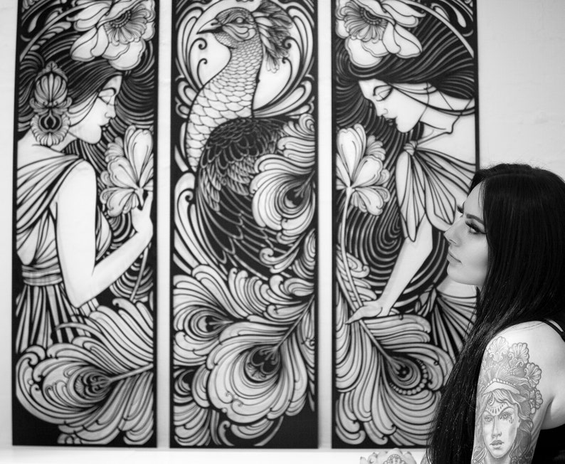 Nouveau Triptych Metal Panels Wall Art - Etsy Australia