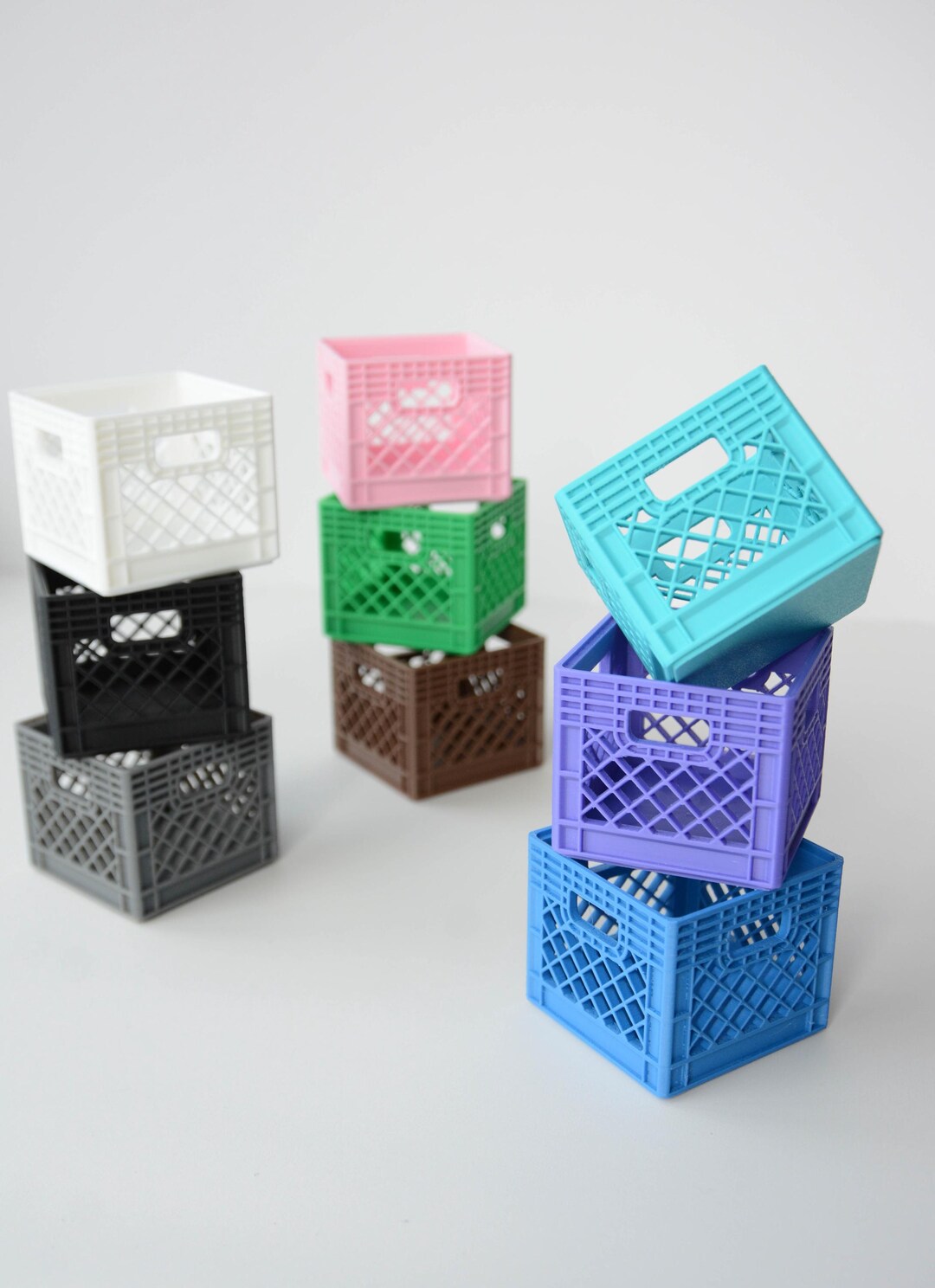 Mini Milk Crate Replica | 3D Printed Stackable Desk Organizer, PLA ...