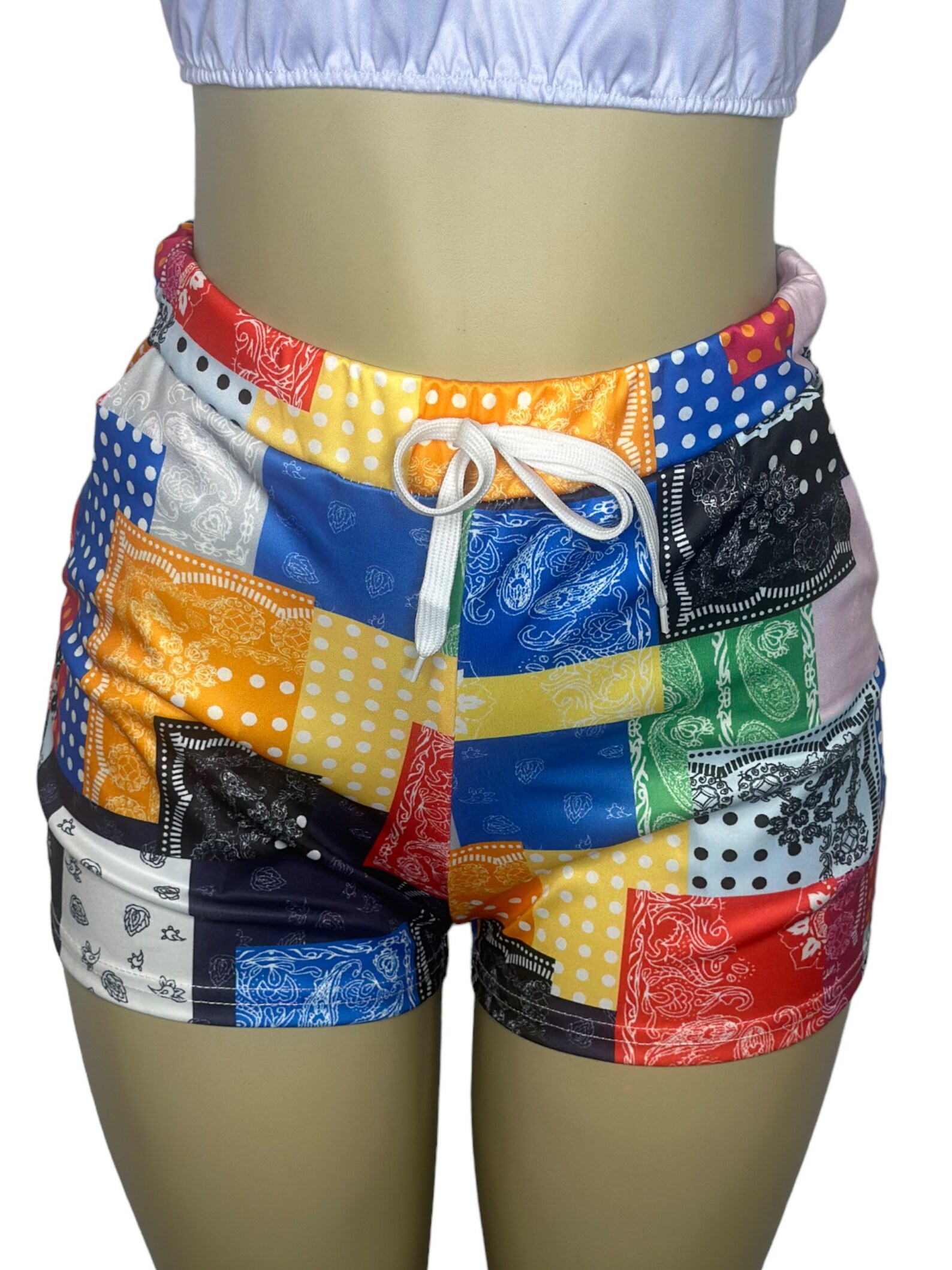 Graphic Tube Top and Patchwork Drawstring Shorts Two Piece Short Set - Etsy