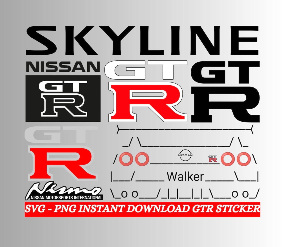 Nissan GTR Logo Svg, Skyline Gtr Logo Svg Png Sticker, Nissan Skyline GTR Custom Sticker Pack ...