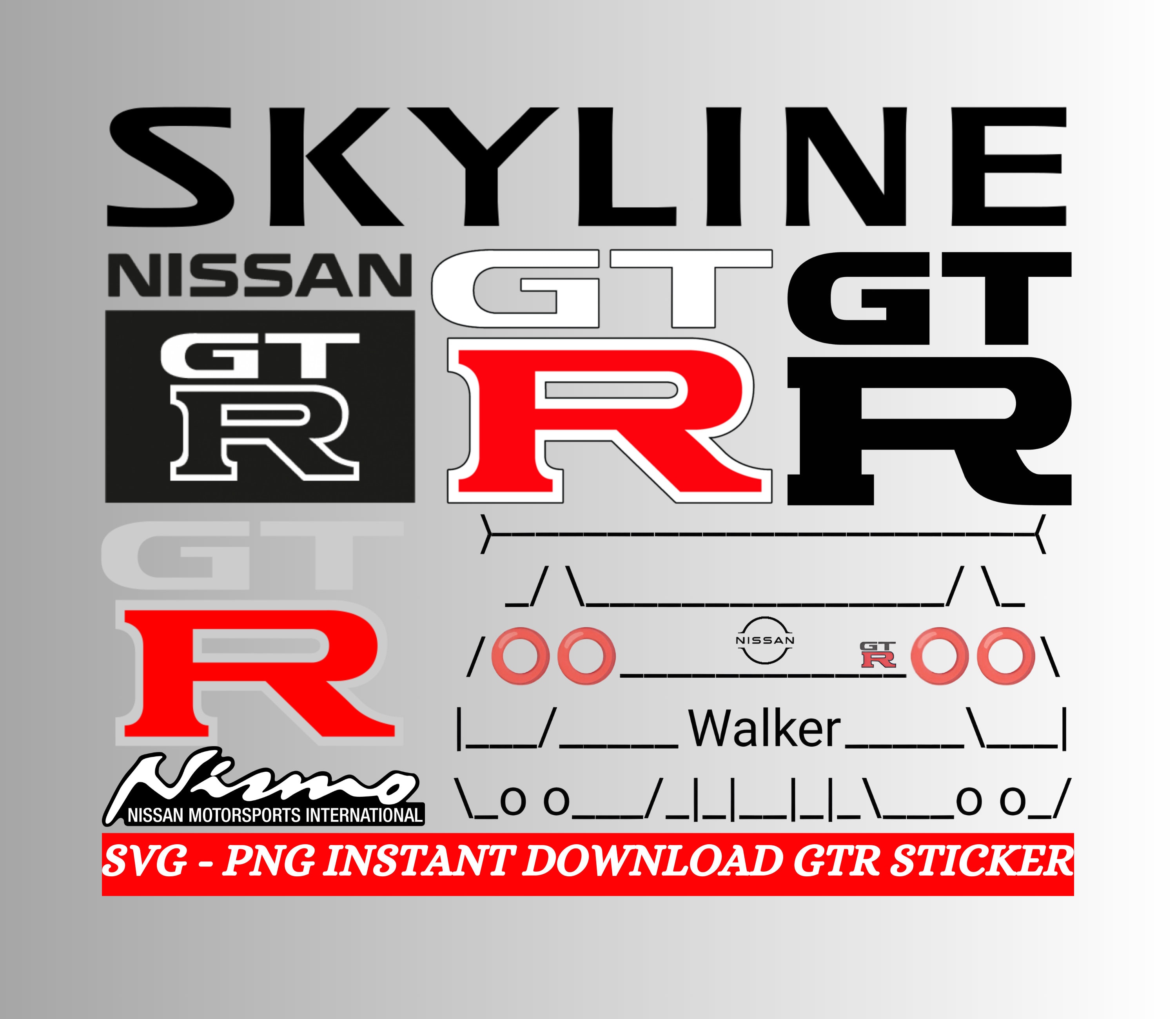 Nissan GTR Logo Svg, Skyline Gtr Logo Svg Png Sticker, Nissan Skyline GTR Custom Sticker Pack ...