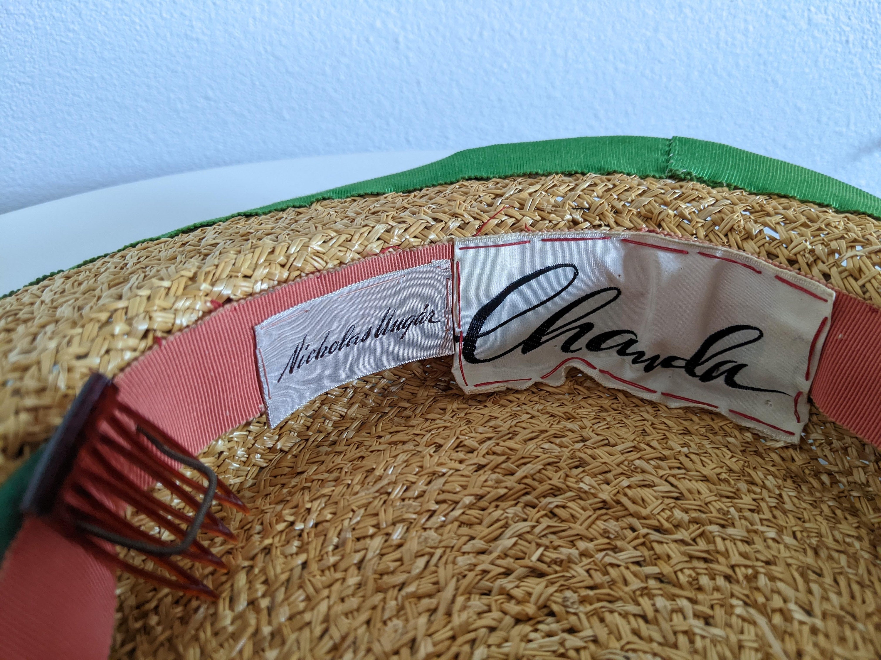 Adorable 1950s Women's Straw Boater Hat Chanda Nicholas Ungar Hat 50s ...