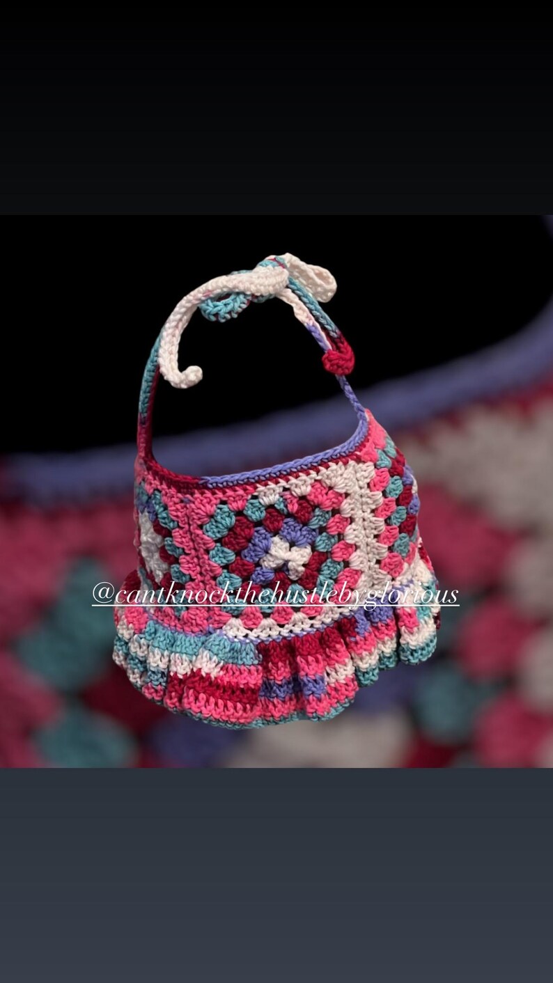 Crochet Granny Square Ruffle Crop Top - Etsy