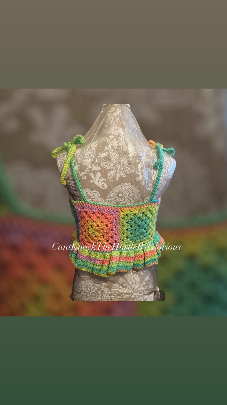 Crochet Granny Square Ruffle Crop Top - Etsy