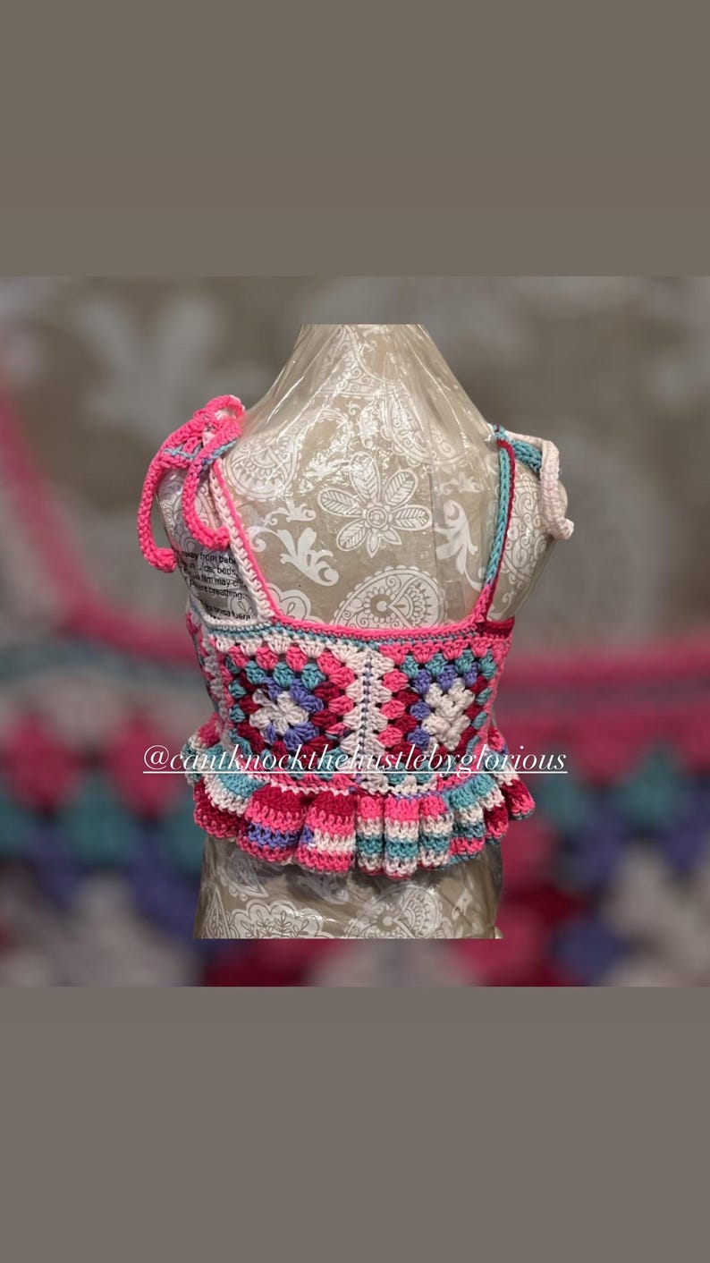 Crochet Granny Square Ruffle Crop Top - Etsy