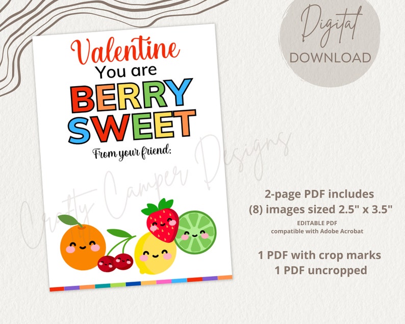 Fruit Snacks Valentine Gift Tag | Berry Sweet Valentine's Day ...