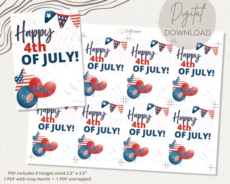 4th of July Gift Tag | USA Printable | Independence Day Gift Tag | Kids ...