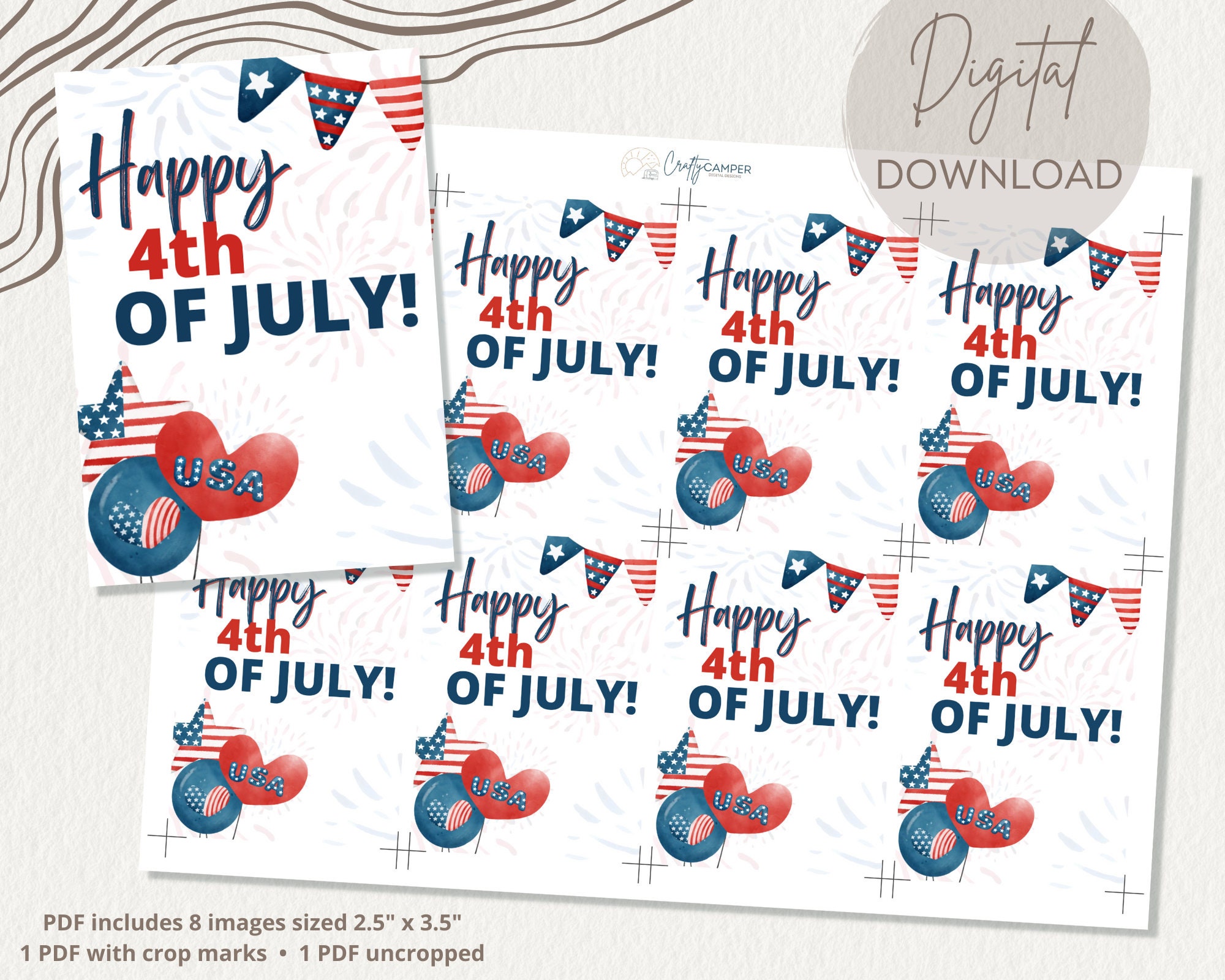 4th of July Gift Tag | USA Printable | Independence Day Gift Tag | Kids ...