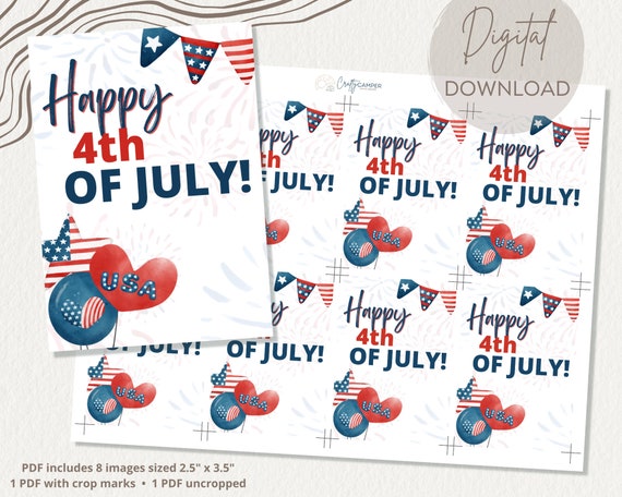 4th of July Gift Tag USA Printable Independence Day Gift | Etsy