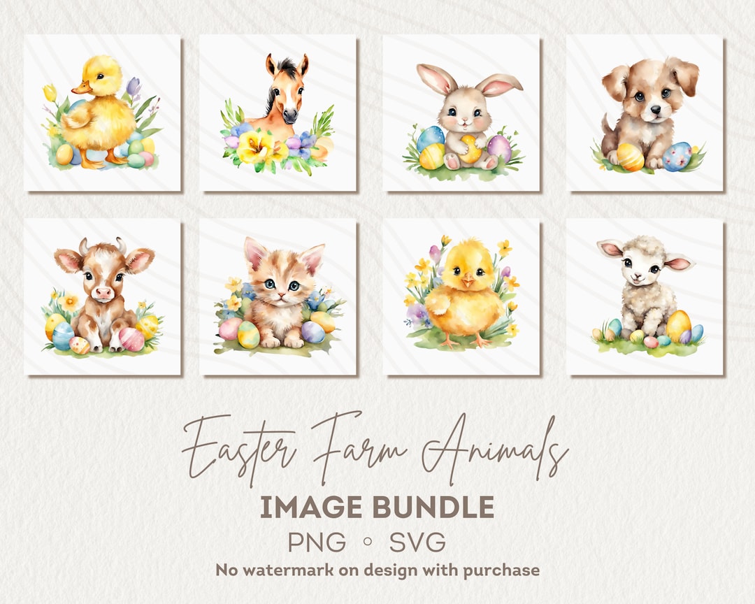 Easter PNG Bundle | Cute Farm Animals | Easter Lamb PNG | Easter Bunny ...