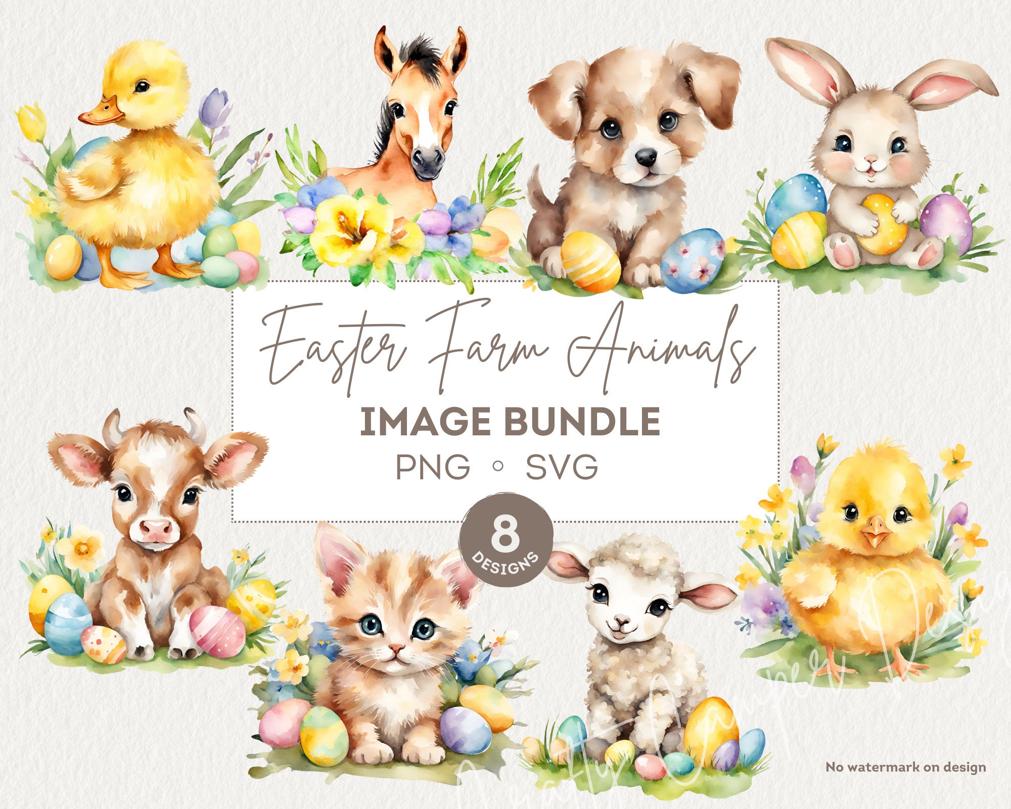 Easter PNG Bundle | Cute Farm Animals | Easter Lamb PNG | Easter Bunny ...