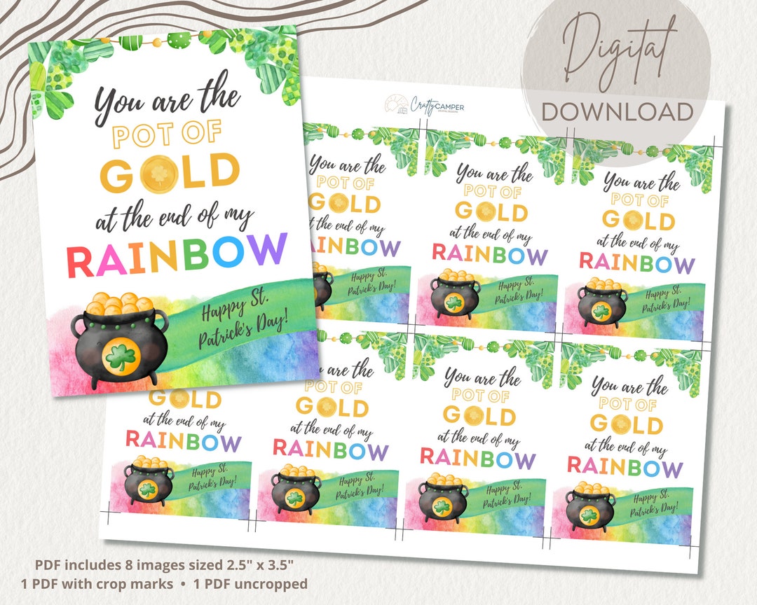 St. Patrick's Day Gift Tag | Pot of Gold Printable | Shamrock Gift Tag ...