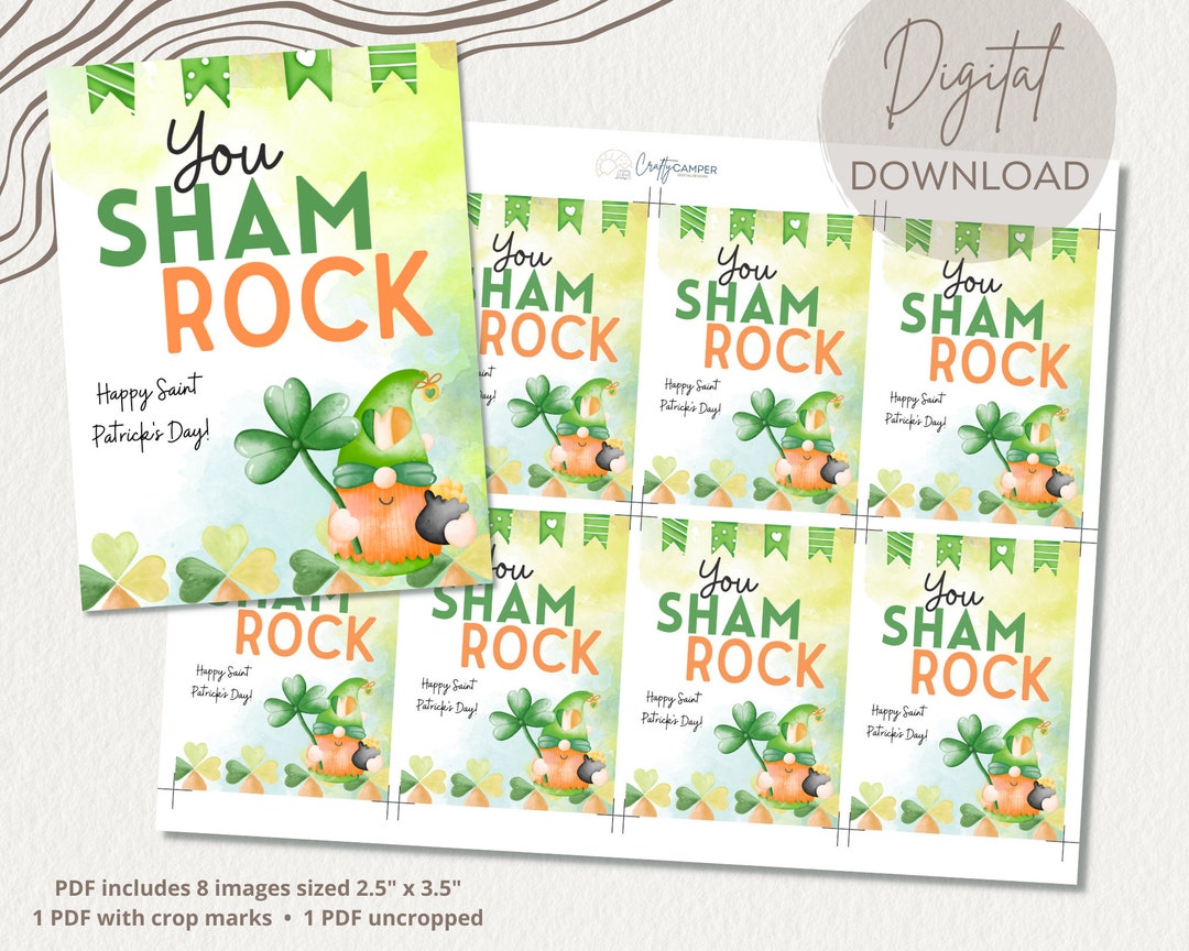 St. Patrick's Day Gift Tag | You Sham Rock Printable | Shamrock Gift ...