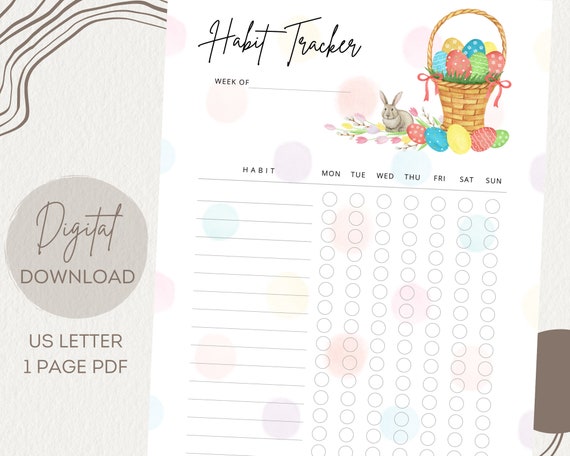 Weekly Habit Tracker April Habit Tracker Printable Habit | Etsy