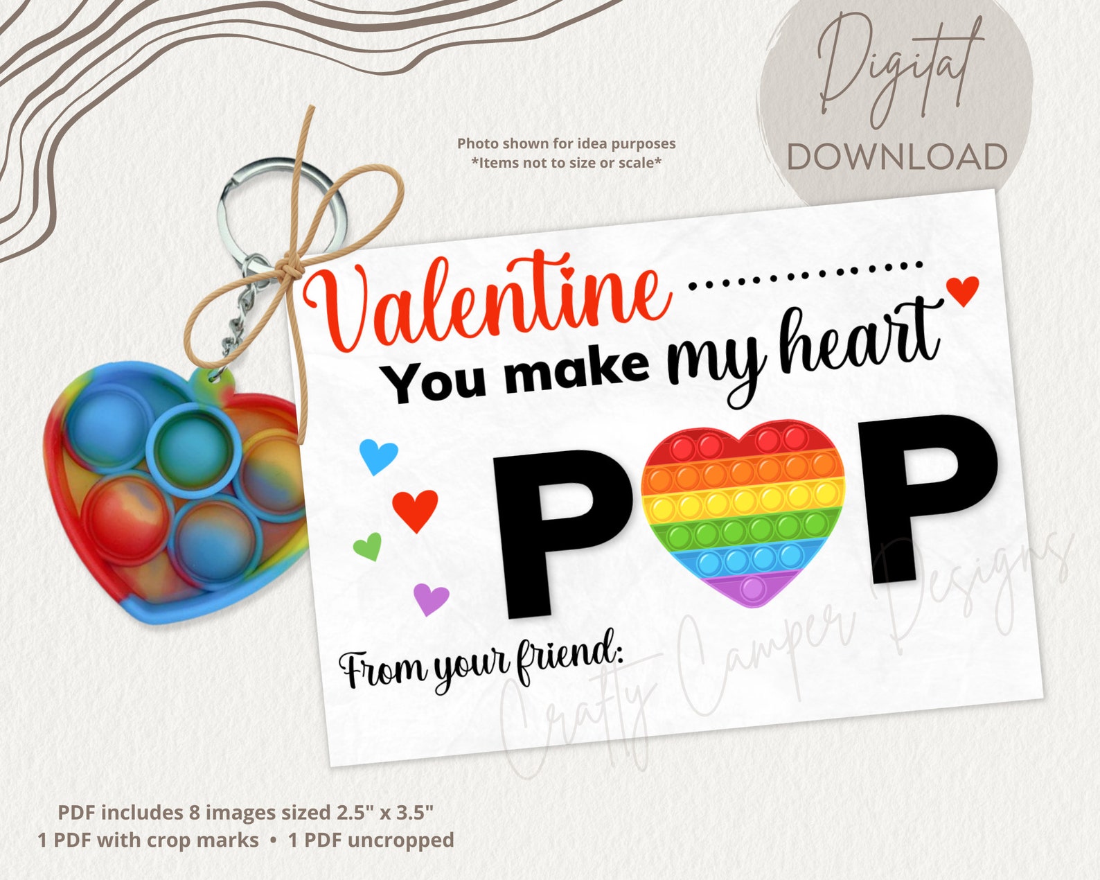 Valentine Pop It Tag | Pop It Valentine's Day | Printable Pop It ...