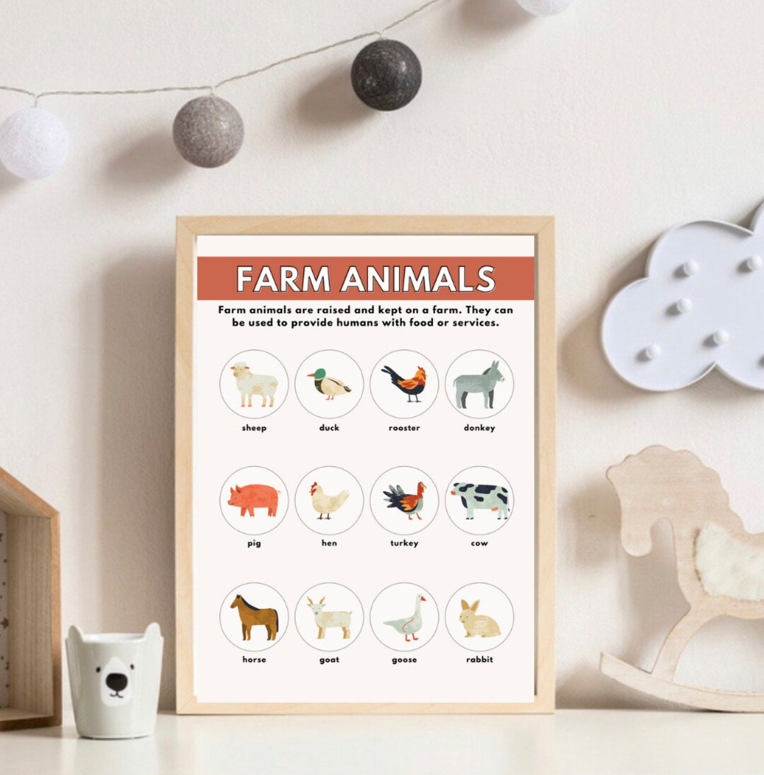 FARM ANIMALS POSTER • Montessori Poster • Montessori Educational ...