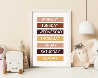 Days of the Week Printable Poster, Homeschool Resource, Montessori ...