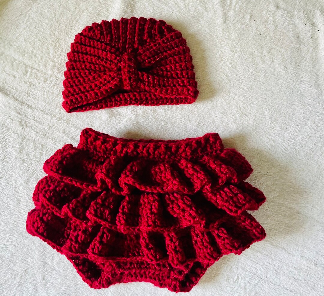 Crochet Baby Ruffle Bloomers With Turban - Etsy