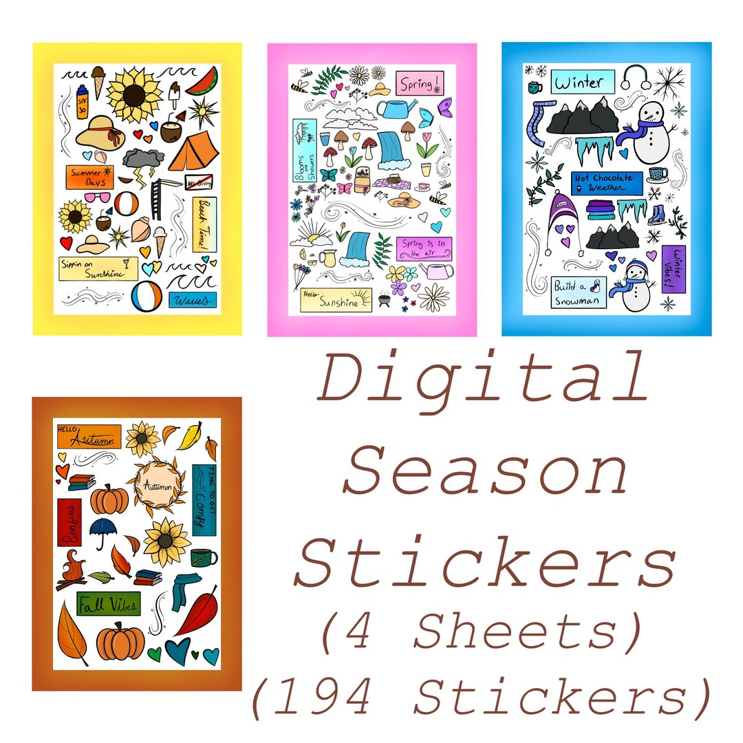 Digital Season Stickers Pack {4 Sheets} {194 Different Stickers} - Etsy