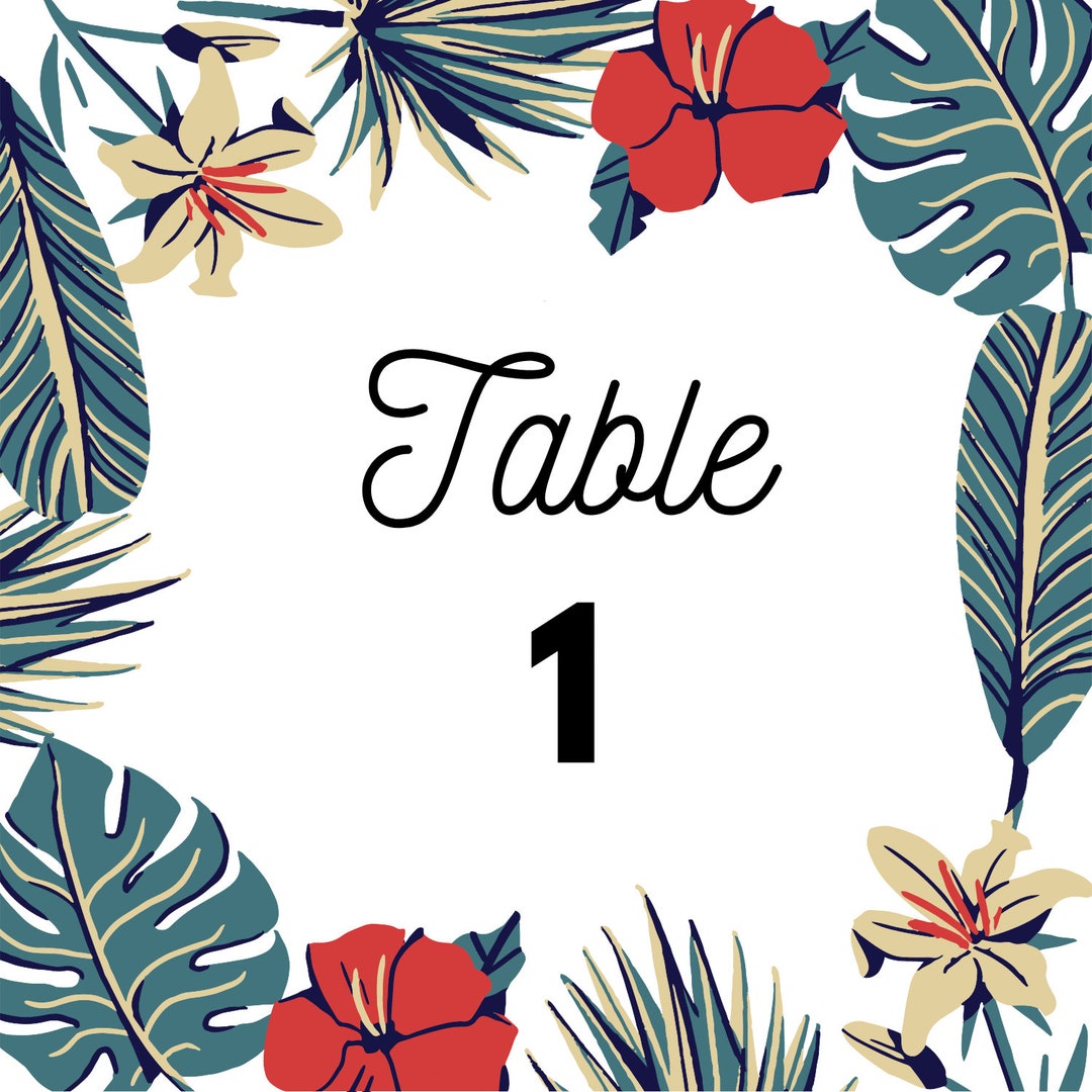 Tropical Table Numbers Digital Download - Etsy