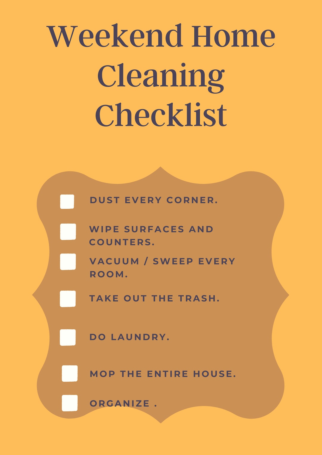 Weekend Cleaning Checklist - Etsy