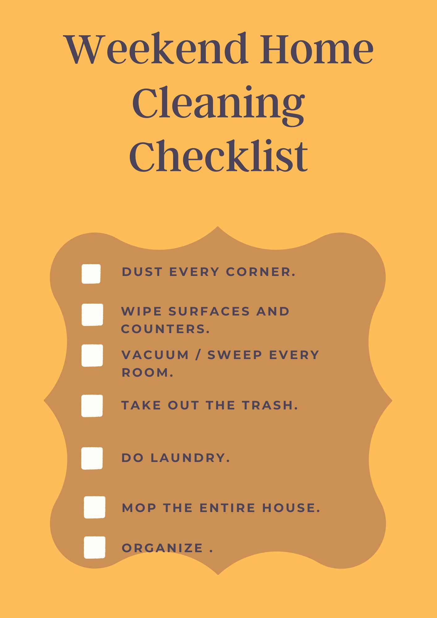 Weekend Cleaning Checklist - Etsy