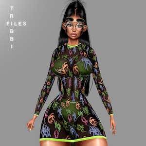 IMVU Color Burnt Outfit // Bibirasta Dress & Shoe Mesh / Kuroi001 ...