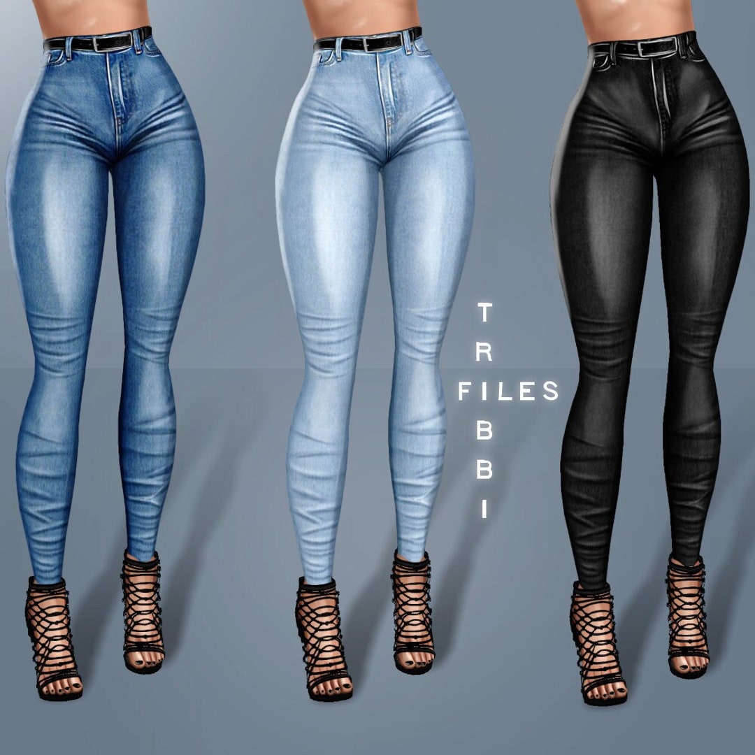IMVU High-waist Crimson Jeans // Sweetener Mesh - Etsy