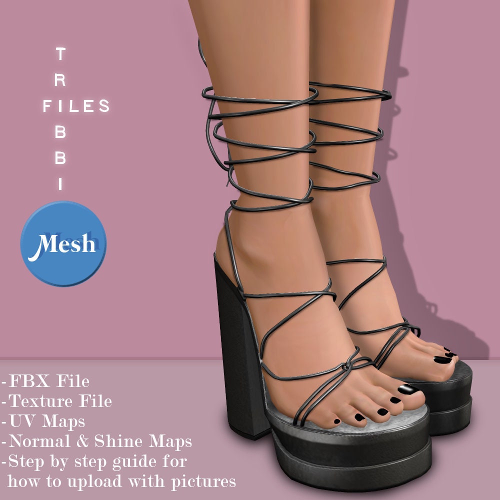 IMVU MESH FILE: Strappy Heels - With Removable Socks - Etsy
