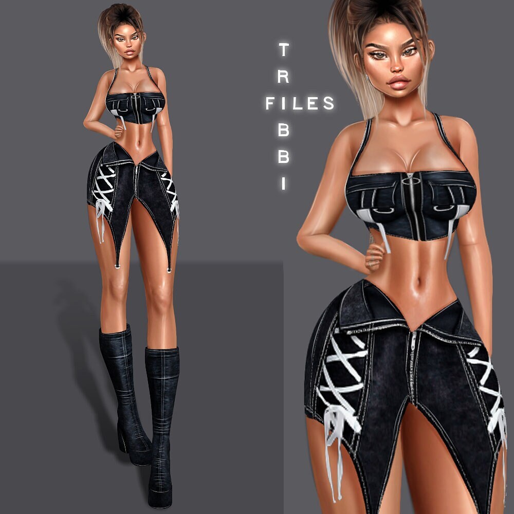 IMVU Halle Outfit // Polygon Body Mesh / Lalov Boot Mesh - Etsy