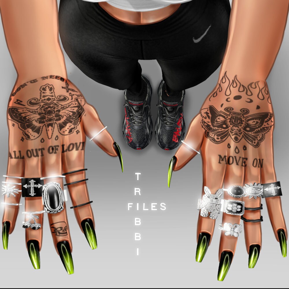 IMVU Veto Nails // Bibirasta Nail Mesh (rings+tattoos+nails) - Etsy