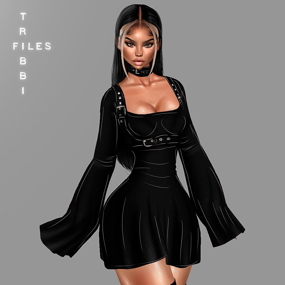 IMVU Freema Outfit // Dress & Boots Wiing Mesh / Choker Habrupt Mesh - Etsy