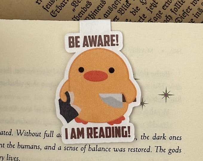 Chick Duck With Knife Magnetic Bookmark, Duck Meme Bookmarks, Handmade ...