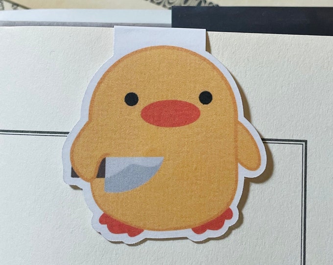 Chick Duck With Knife Magnetic Bookmark, Duck Meme Bookmarks, Handmade ...