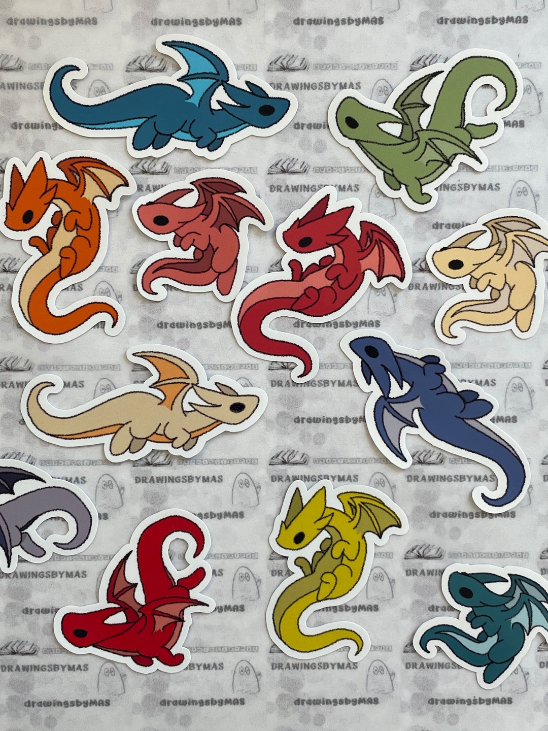 Dragon Color Palette Sticker Pack: Glossy Vinyl Fantasy Stickers - Etsy