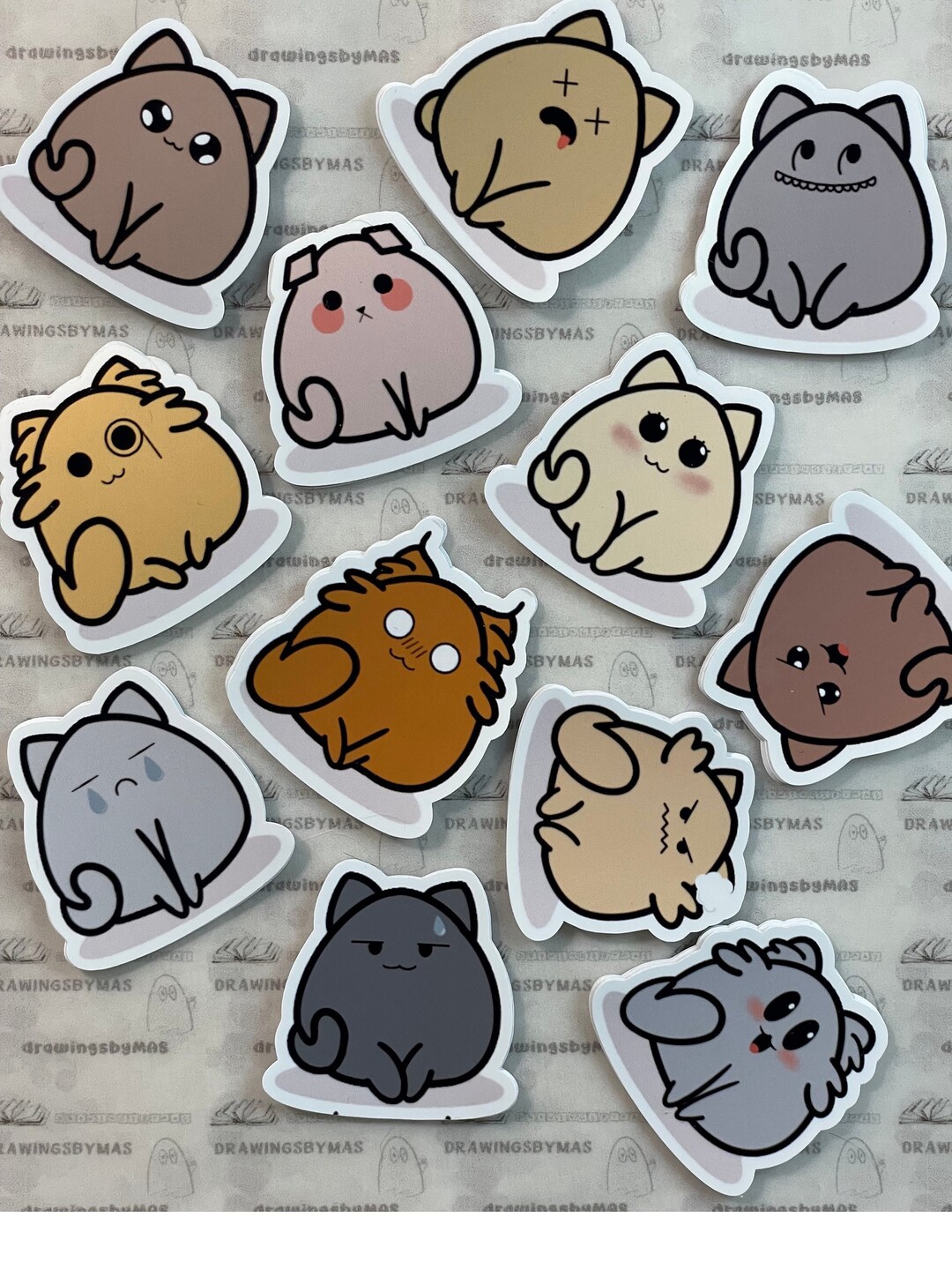 Mystery Cat Sticker Pack: Funny Expressions, Sketchbook Decals - Etsy