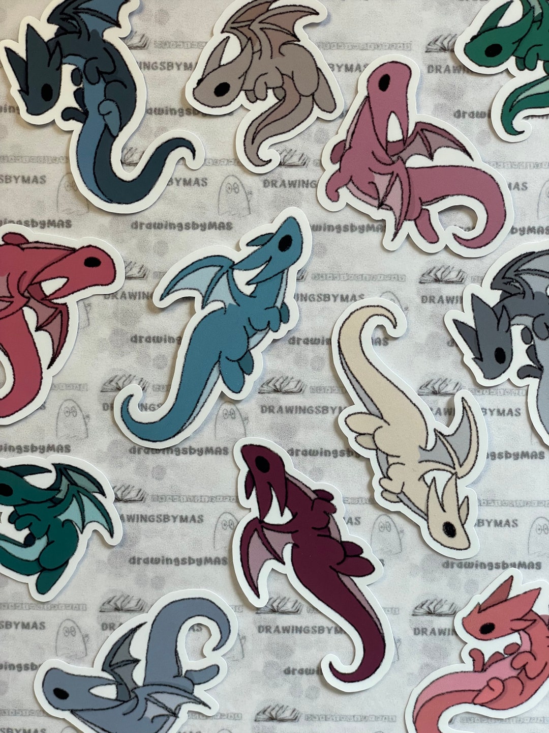 Dragon Color Palette Sticker Pack: Glossy Vinyl Fantasy Stickers - Etsy