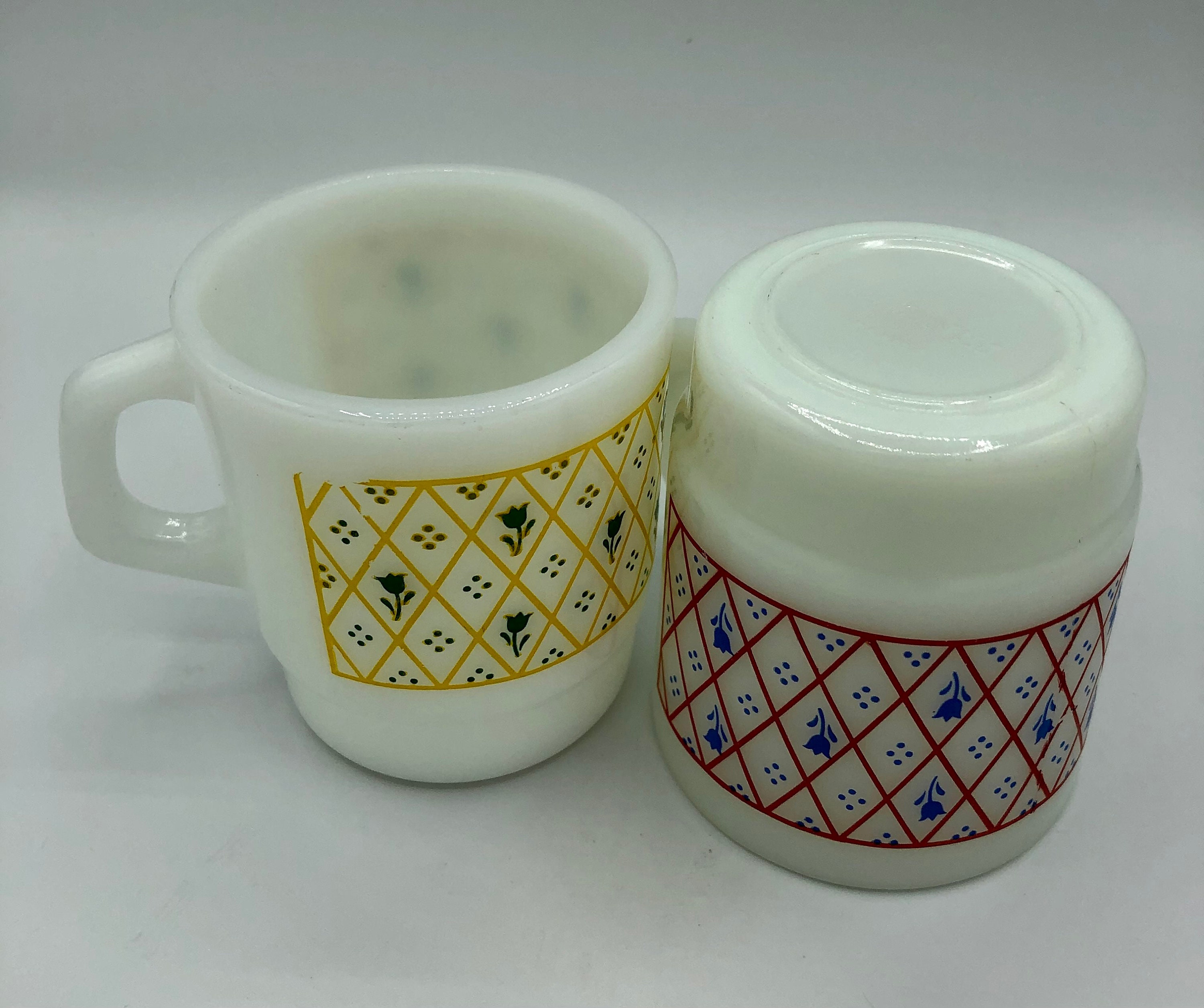 RARE- Pair of Termocrisa Mexico Milk Glass Mugs - Etsy