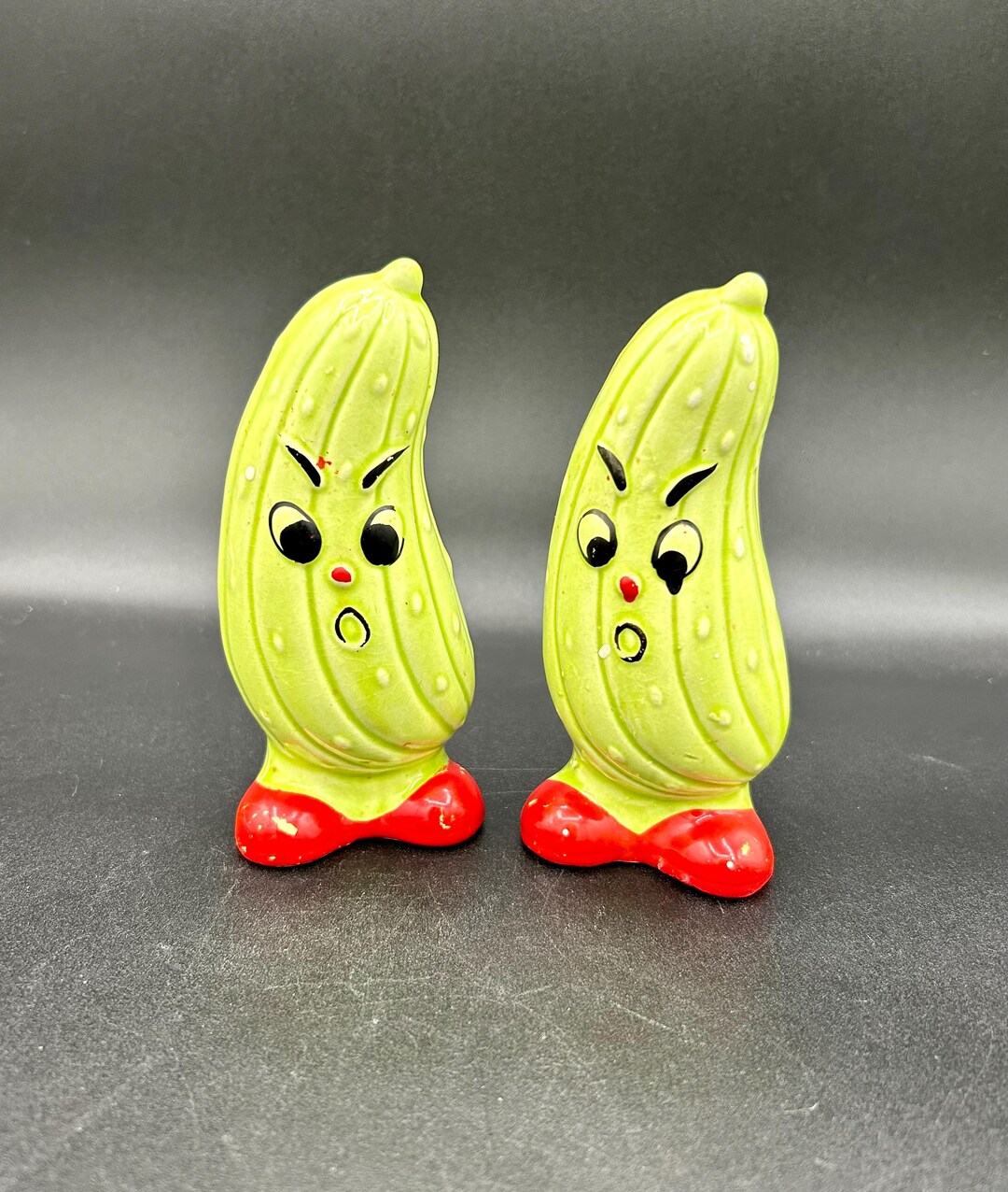 Anthropomorphic Japan Angry Pickle Salt and Pepper Shakers - Etsy
