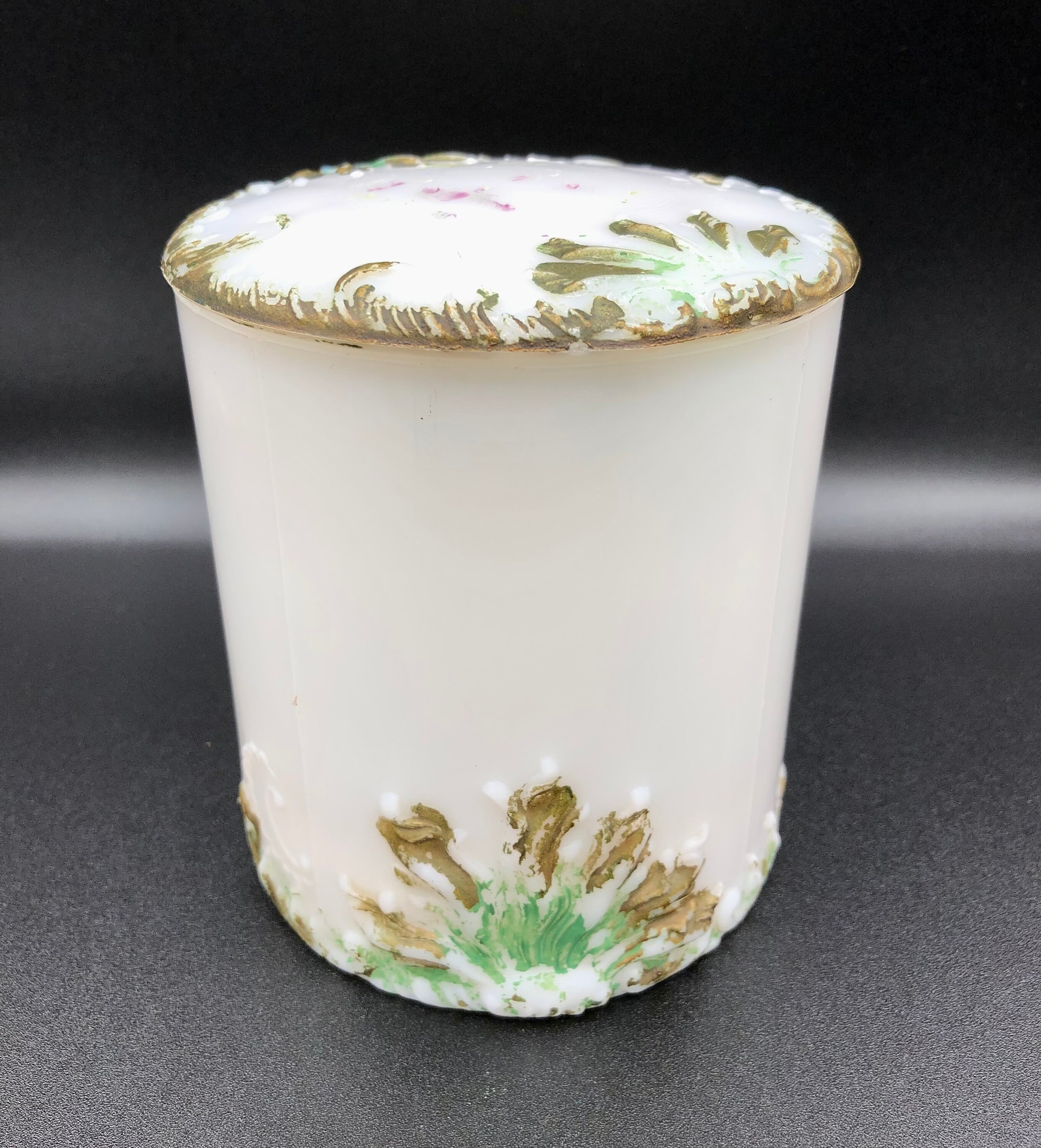 Victorian Hand Painted Milk Glass Vanity Powder Jar - Etsy