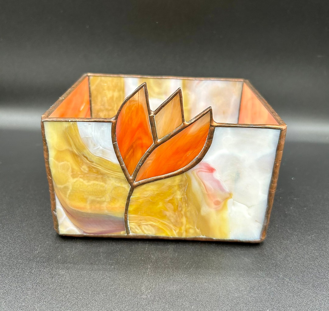 Stained Glass Planter With Tulip Design - Etsy