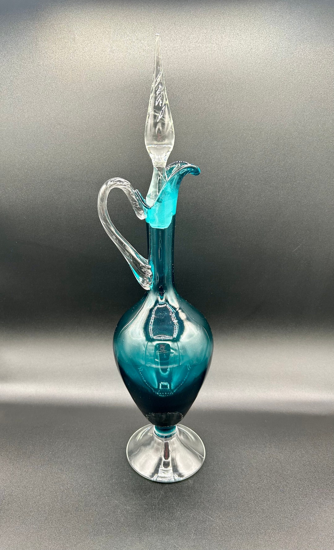 Empoli Teal Blue Green Genie Decanter With Stopper - Etsy