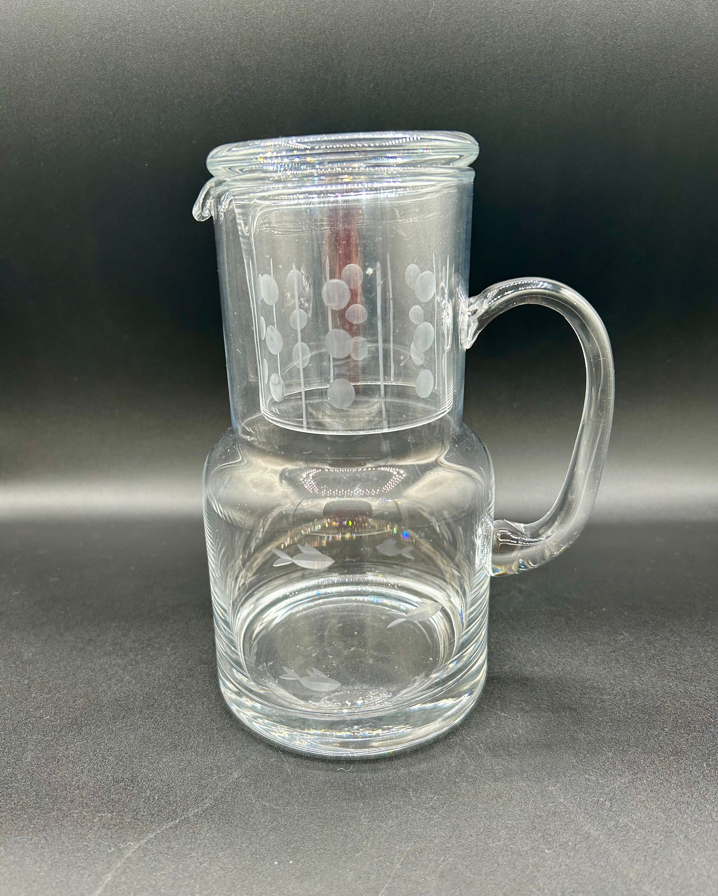 Vintage Etched Glass Tumble Up, Bedside Carafe - Etsy