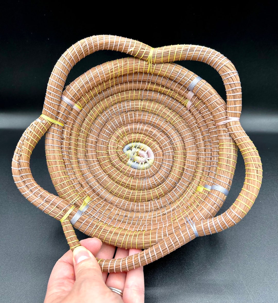 Sweet Grass or Pine Needle Coiled Woven Basket - Etsy