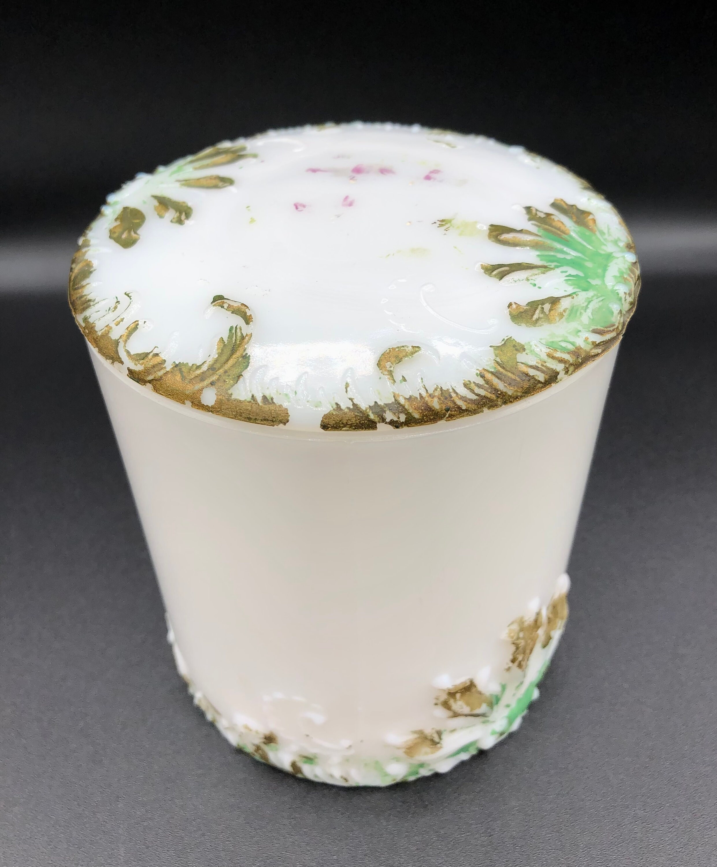 Victorian Hand Painted Milk Glass Vanity Powder Jar - Etsy