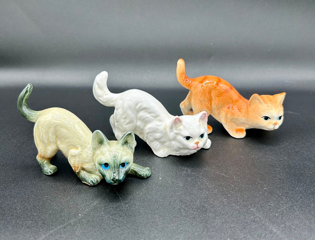 Lefton Porcelain Cat Figurines - Set of 3 - Etsy