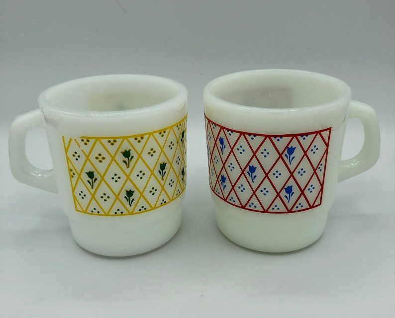 RARE- Pair of Termocrisa Mexico Milk Glass Mugs - Etsy