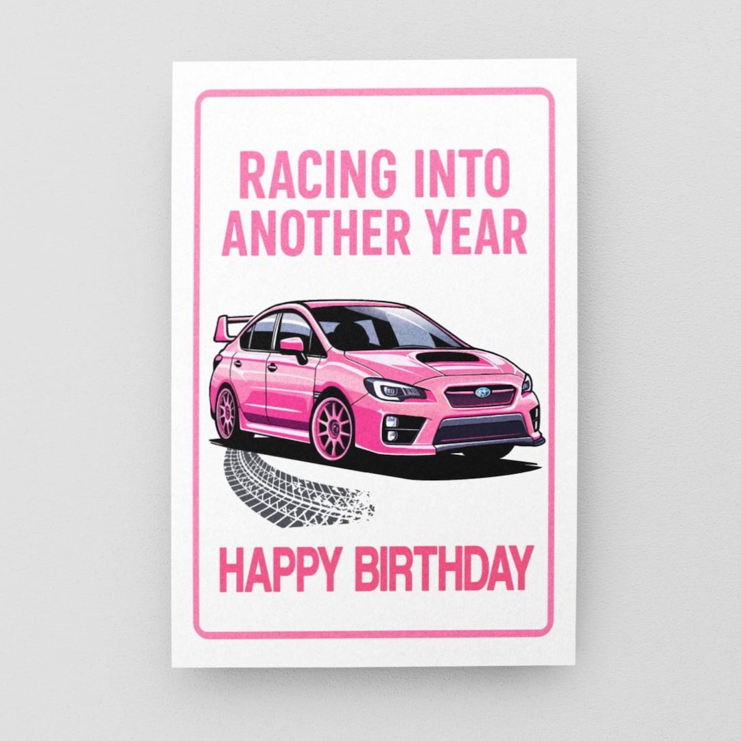 Pink Subaru WRX STI Birthday Card, JDM Car Enthusiast Gift - Etsy